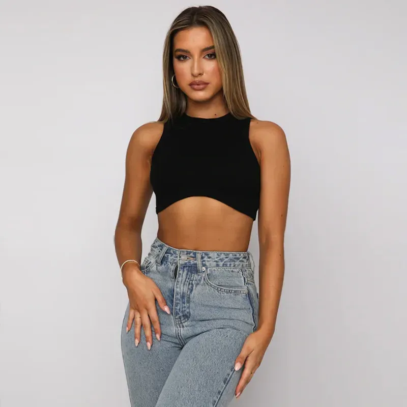 Black Solid Crop Top - NEWME