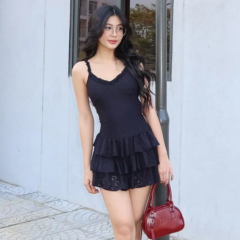 Black Layered Micro Mini Dress - NEWME