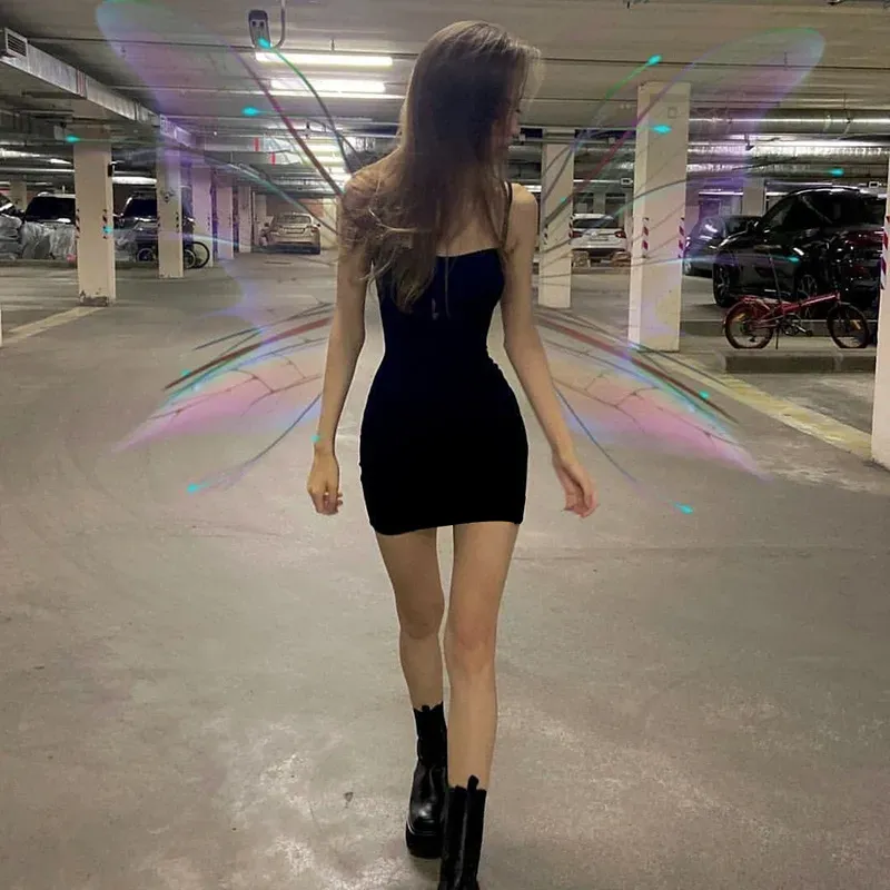 Black Ribbed Bodycon Micro Mini Dress - NEWME