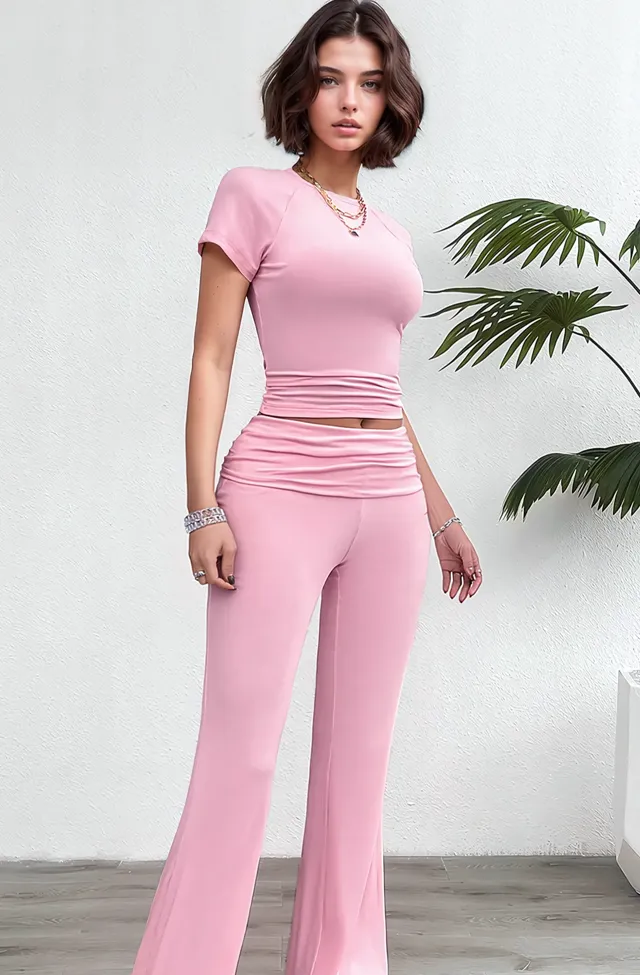 Light Pink Solid Co Ord Set - NEWME
