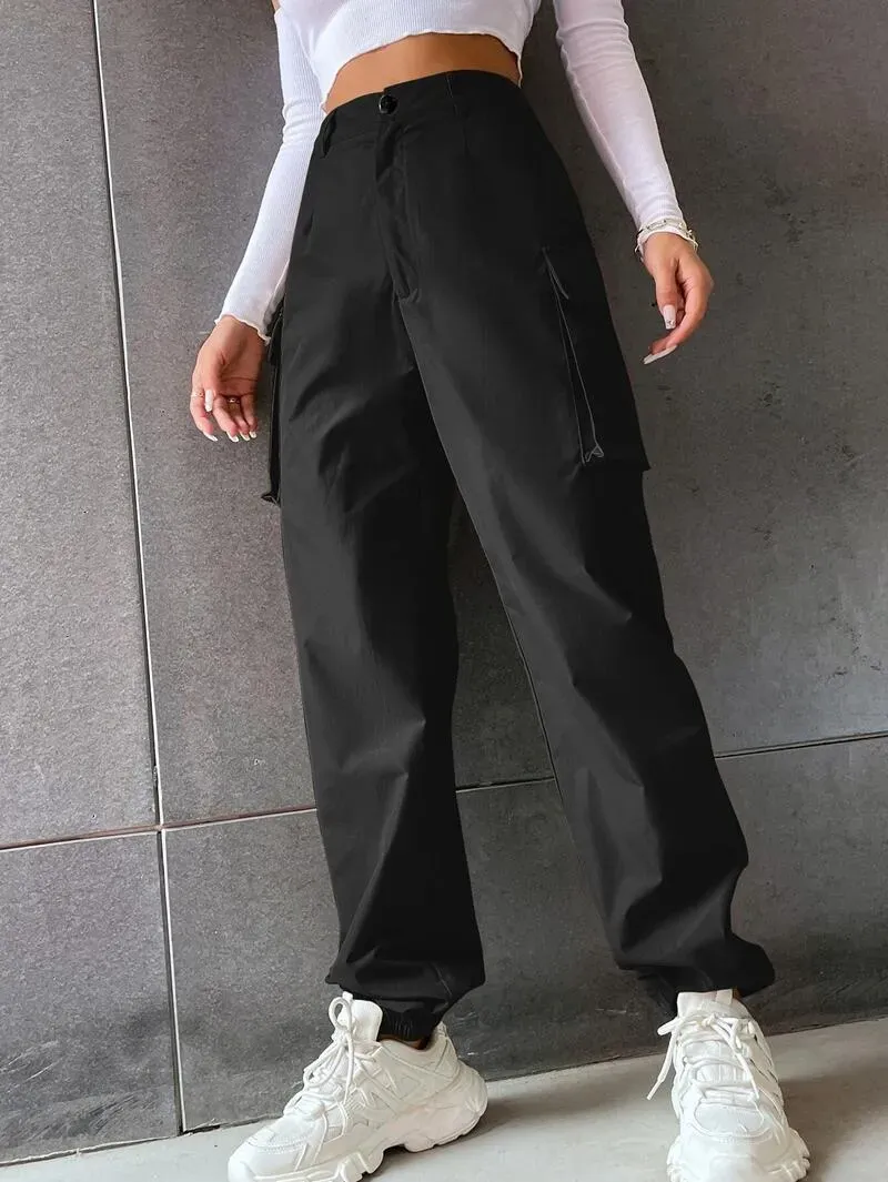 Black Cargo Style Joggers - NEWME