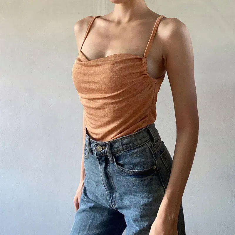 Orange Solid Draped Top - NEWME