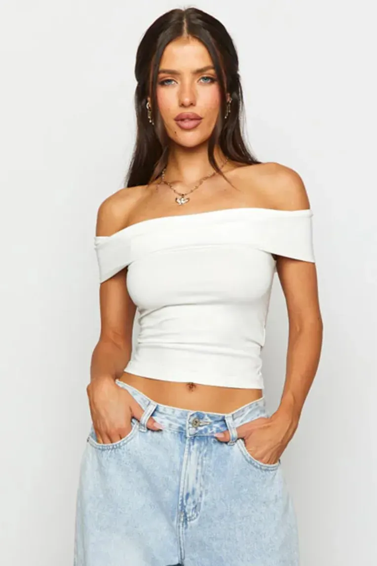 White Off Shoulder Top - NEWME