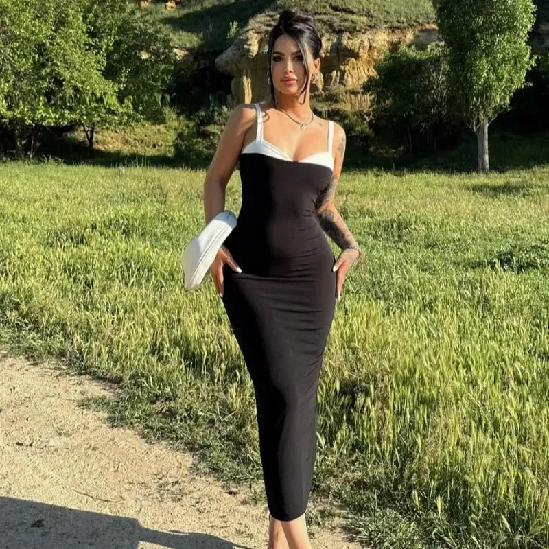 Black Colorblock Bodycon Dress - NEWME