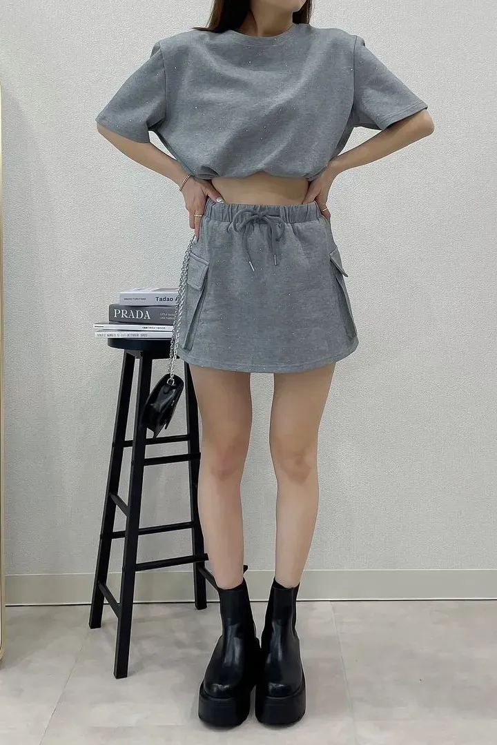 Grey Pin Dot Fitted Co Ord Set - NEWME