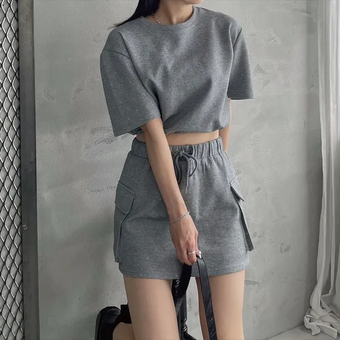 Grey Pin Dot Fitted Co Ord Set - NEWME