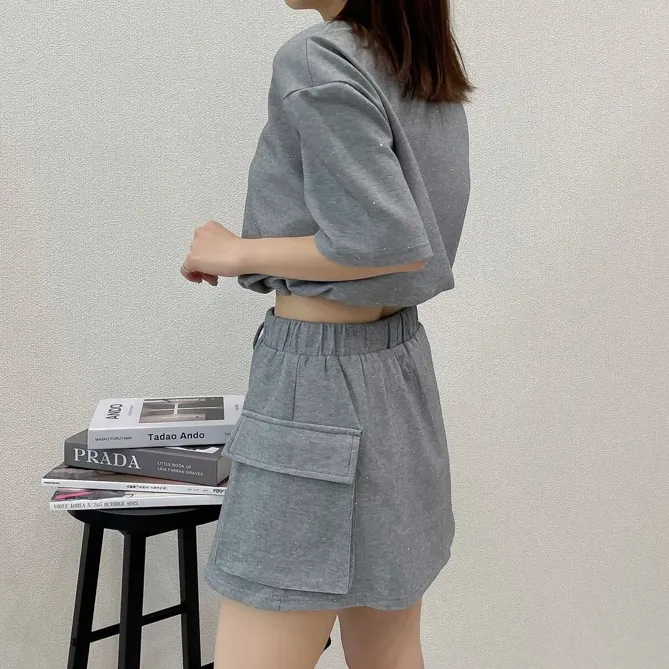 Grey Pin Dot Fitted Co Ord Set - NEWME