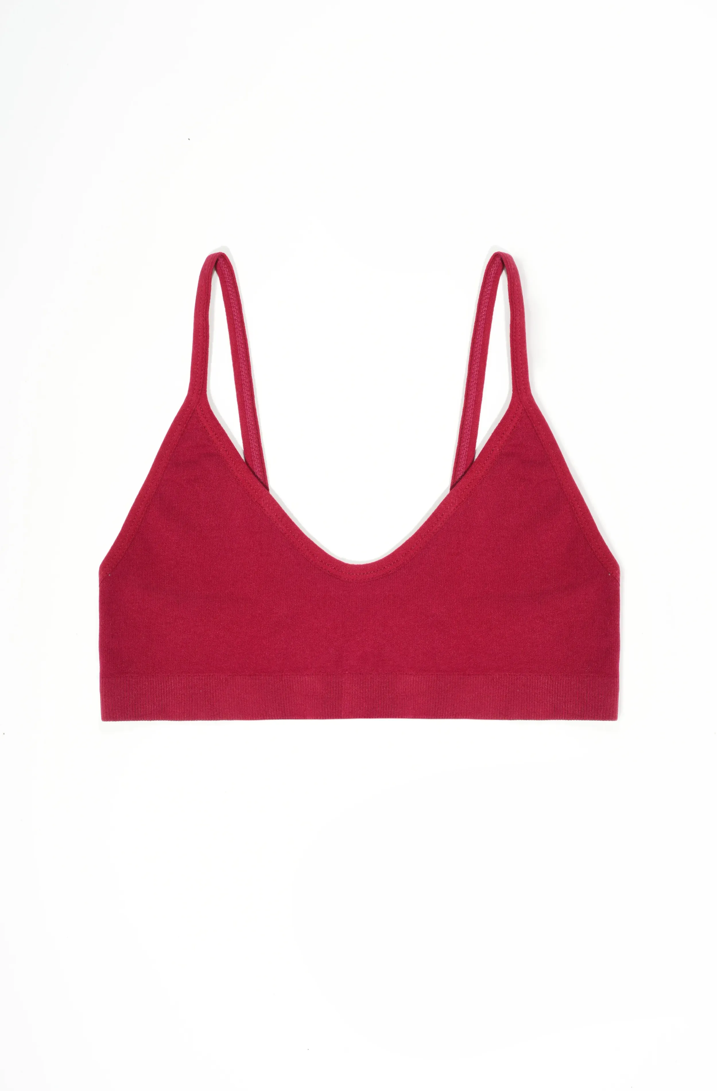 Burgundy Solid Half-Coverage Fitted non-wired Bra - NEWME