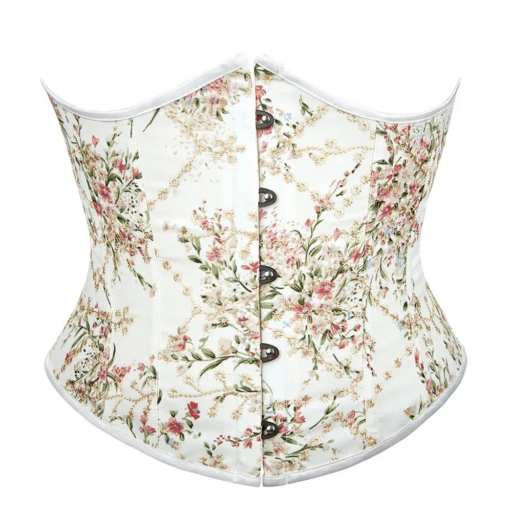 Off White Floral Fitted Corset Top - NEWME