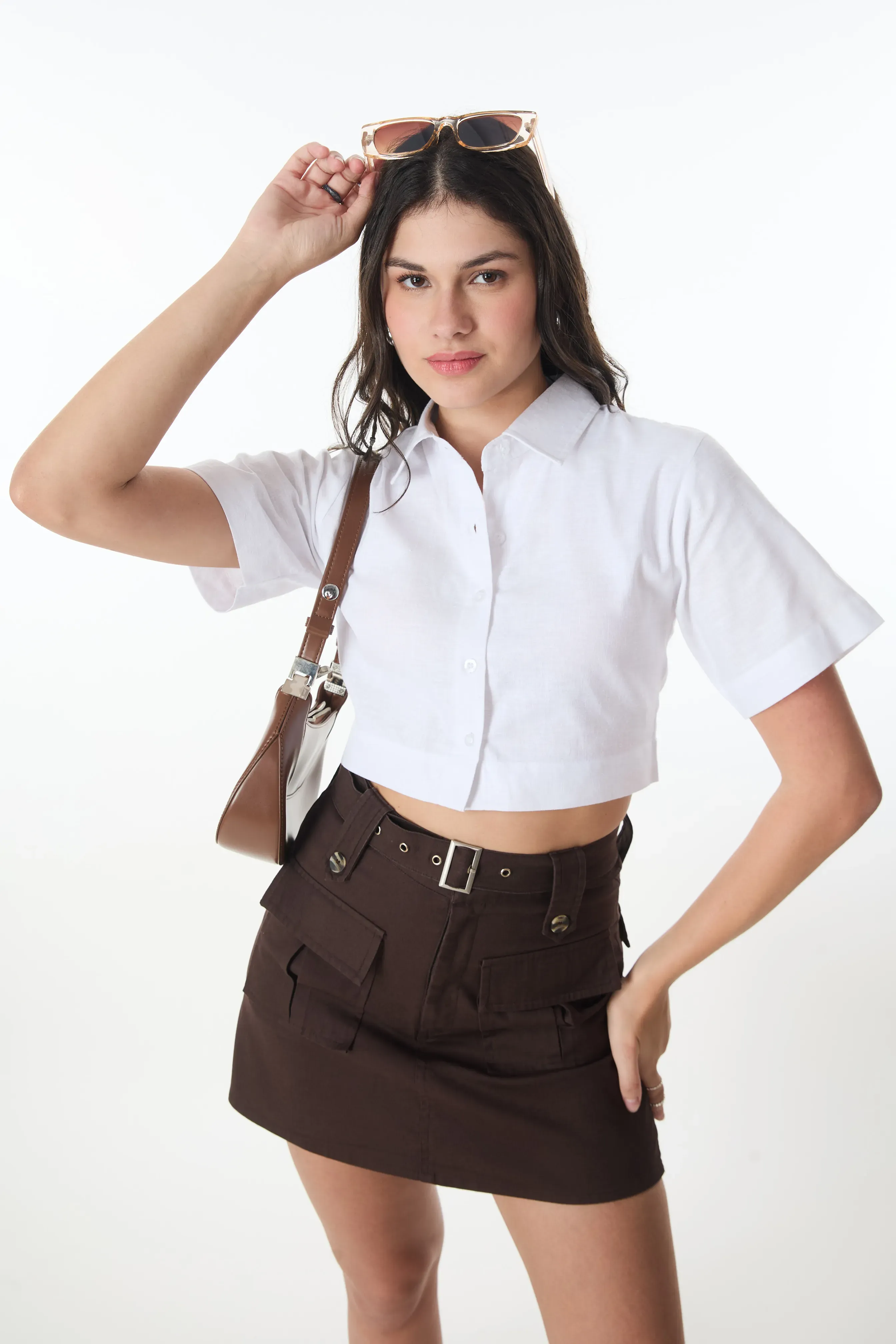 White Solid Spread Collar Shirt - NEWME