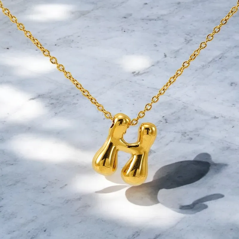 Imitation Initials Gold Plated Classic Pendant Necklace - NEWME