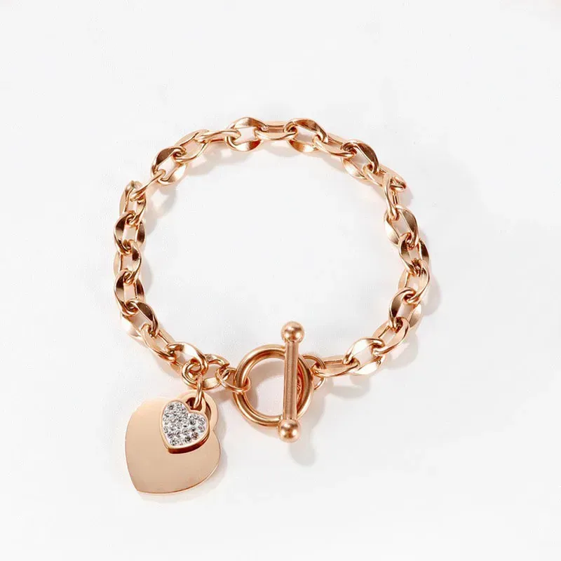 Rose Gold Heart Shaped Charm Bracelet - NEWME