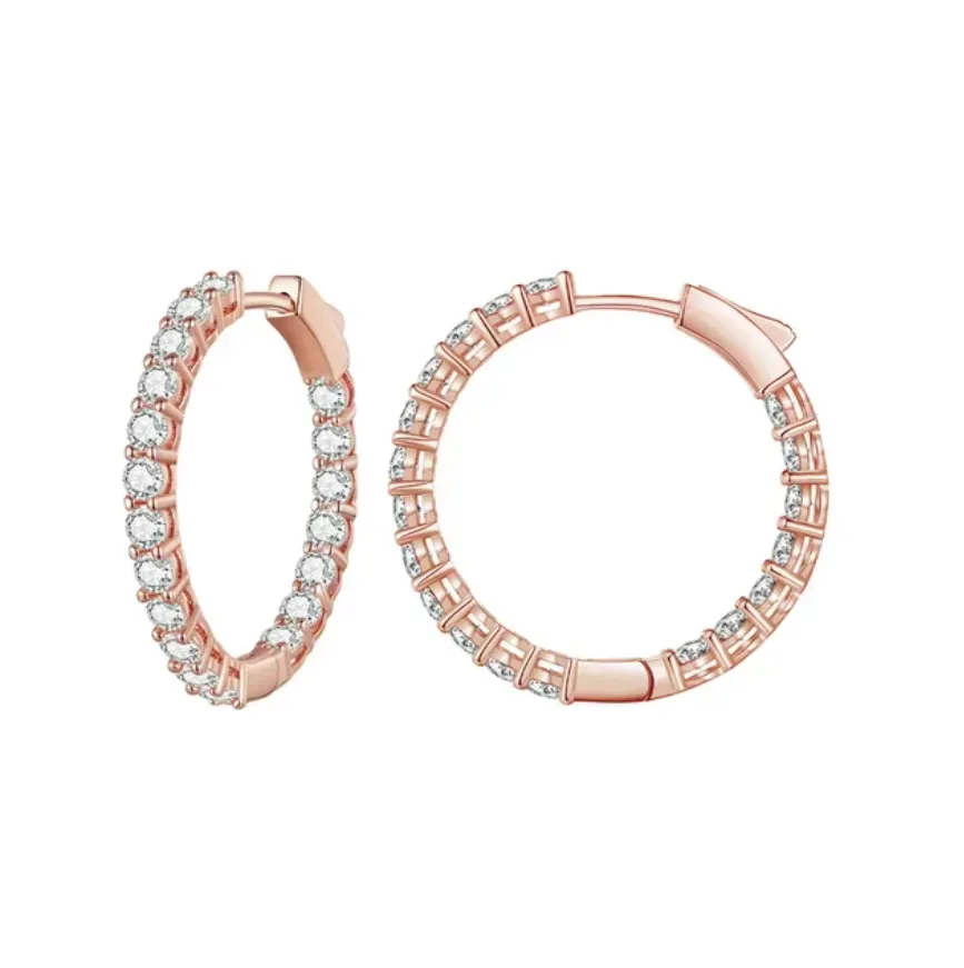 Rose Gold Rhinestone Hoops For Feminine Look - NEWME