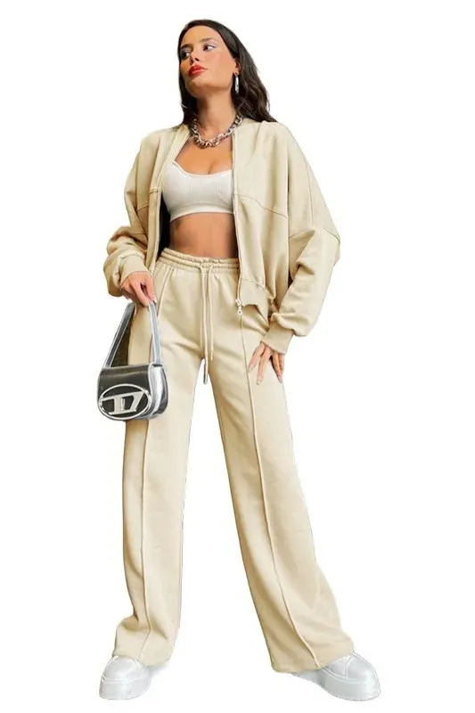 Beige Solid Winter Co-Ords - NEWME