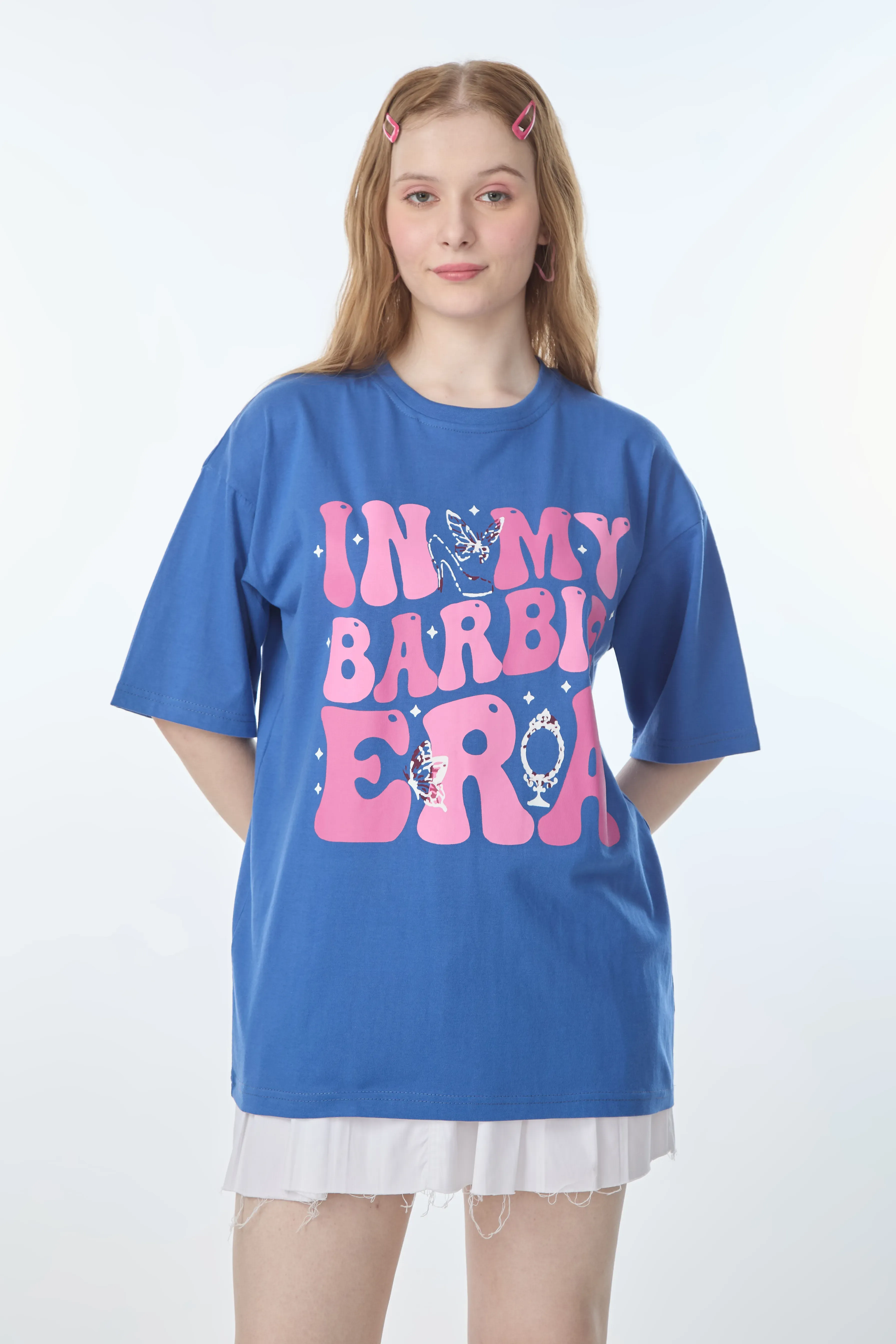 Blue Oversized Typographic Tshirt - NEWME