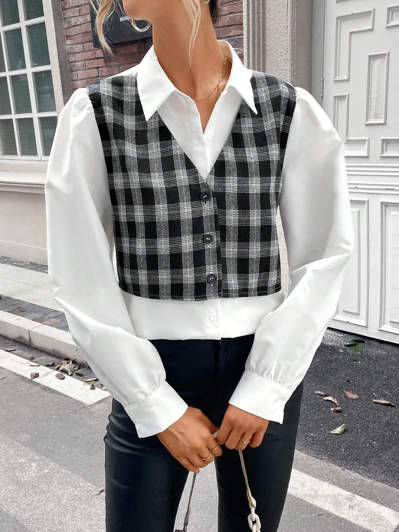 White Colorblock Stylised Shirt - NEWME