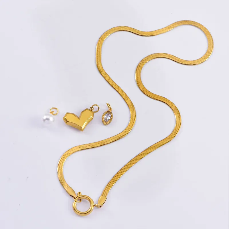 Gold Pearl Heart Pendant With Connector Chain - NEWME