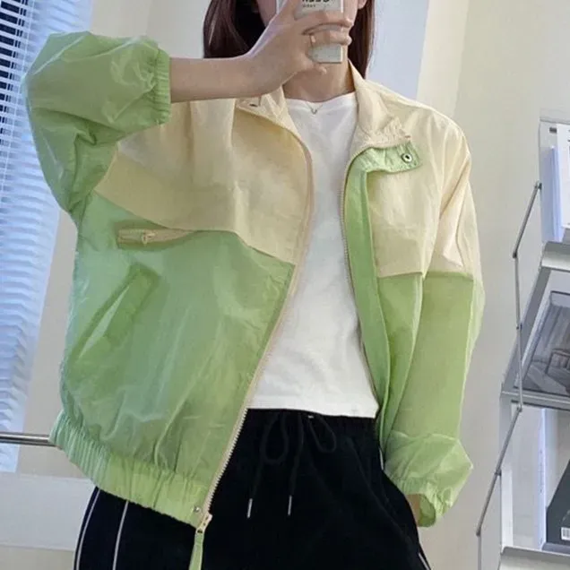 Light Green Colorblock Windcheater Jacket - NEWME