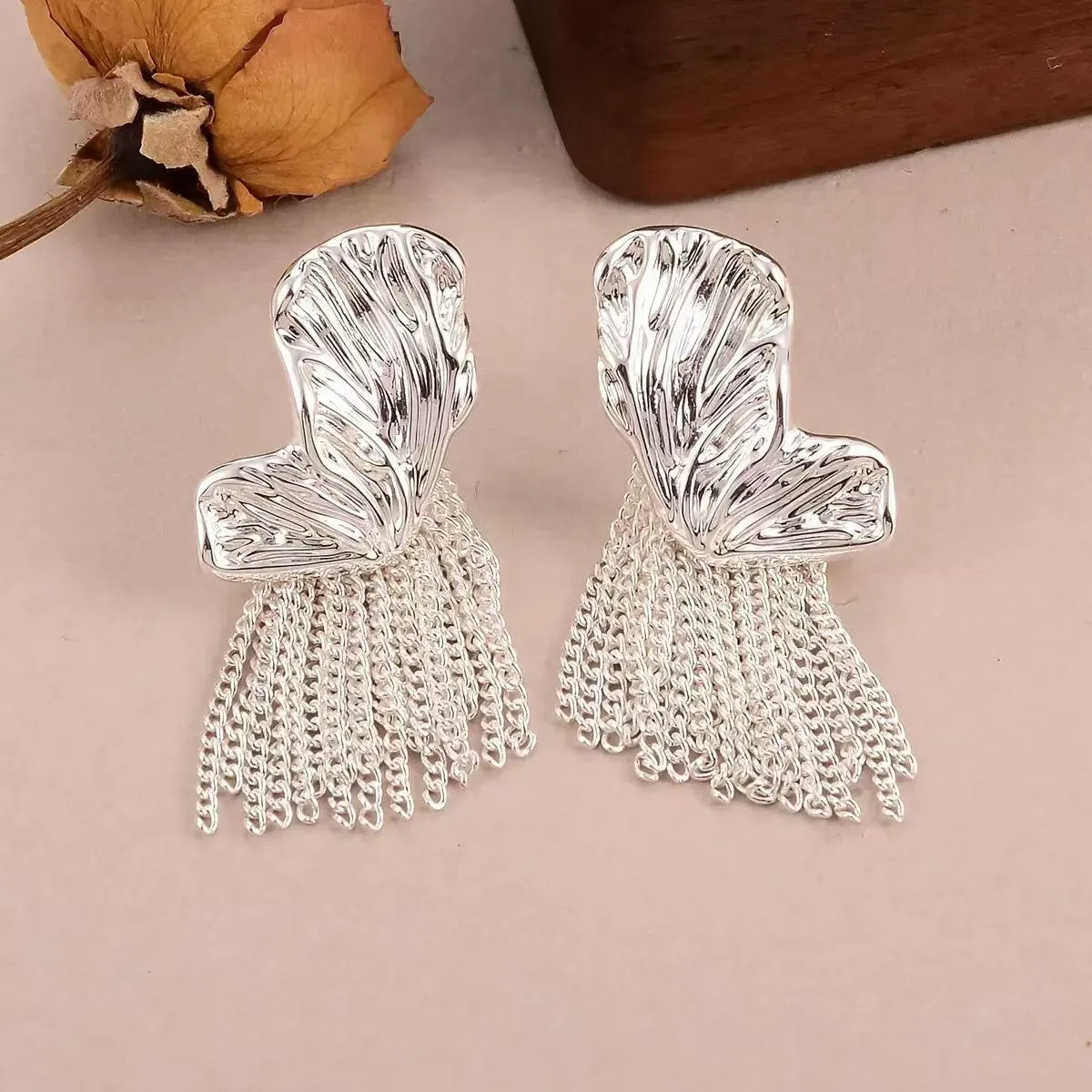 Imitation Silver Abstract Dangle Earrings - NEWME