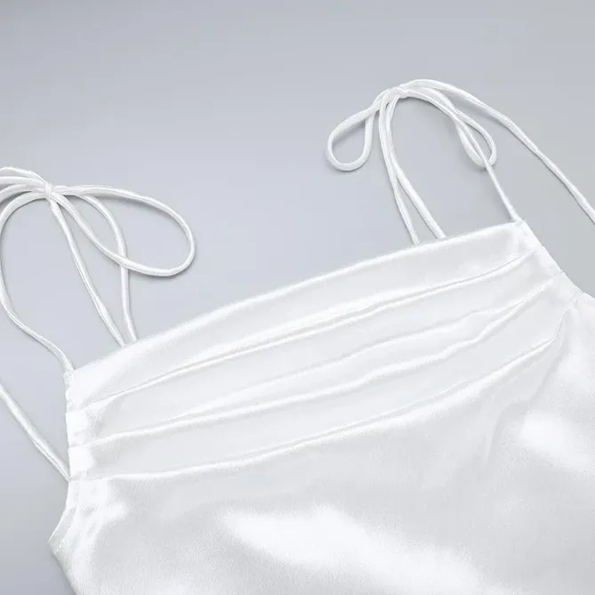 White Spaghetti Straps Bodycon Dress - NEWME