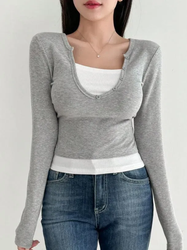 Light Grey Colorblock Top - NEWME