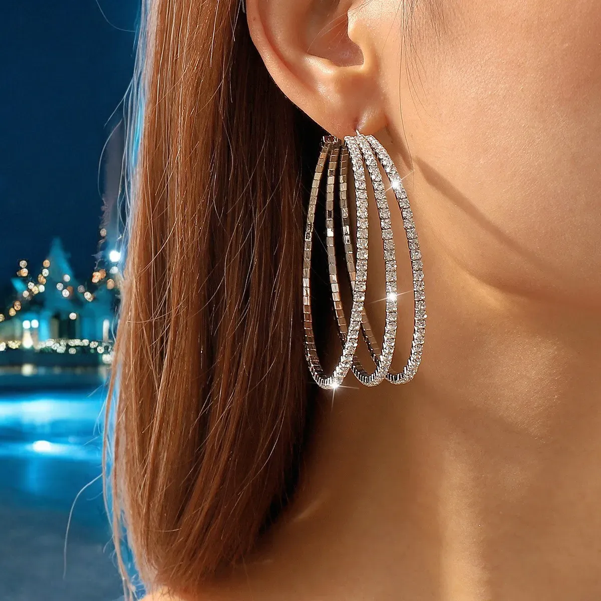 Imitation Silver Circular Shape Hoop Earrings - NEWME