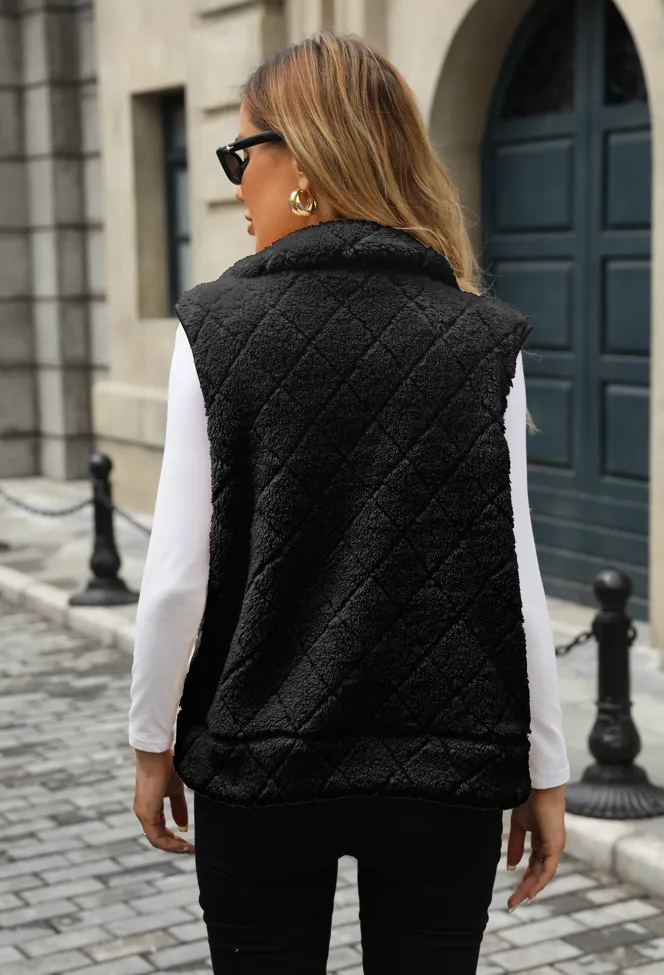 Black Solid Fur Jacket - NEWME