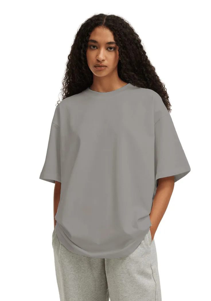 Grey Solid Oversized Tshirt - NEWME
