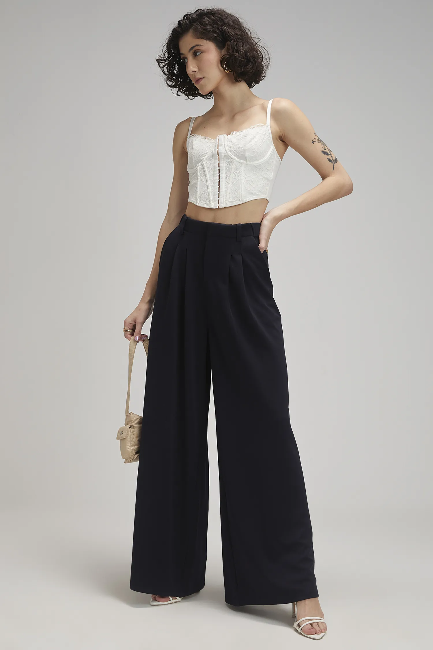Black Solid Parallel Trousers - NEWME