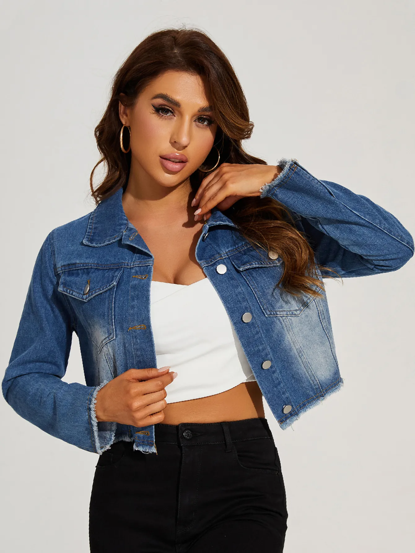 Blue Collared Denim Jacket - NEWME
