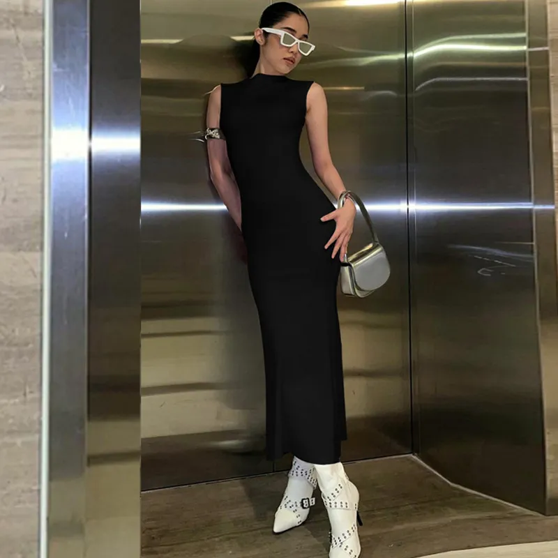 Solid Bodycon Maxi Dress - NEWME