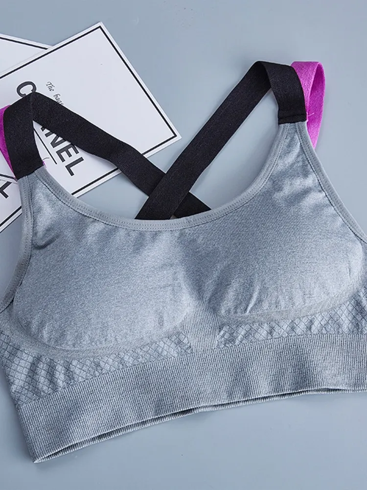 Light Grey Colourblocked Padded Sports Bra - NEWME