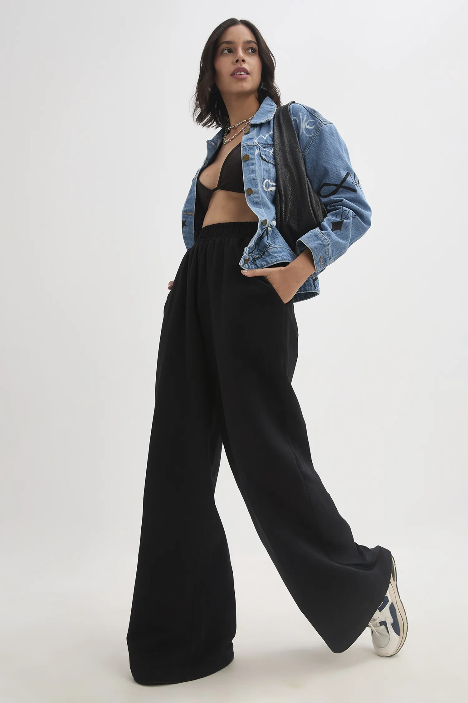 Black Parallel High Waist Trousers - NEWME