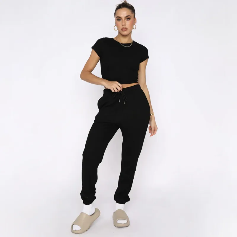 Black Detail Solid Jogger Style Co Ord Set - NEWME