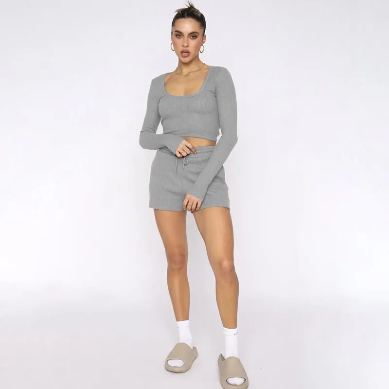 Light Grey Solid Shorts Co Ord Set - NEWME