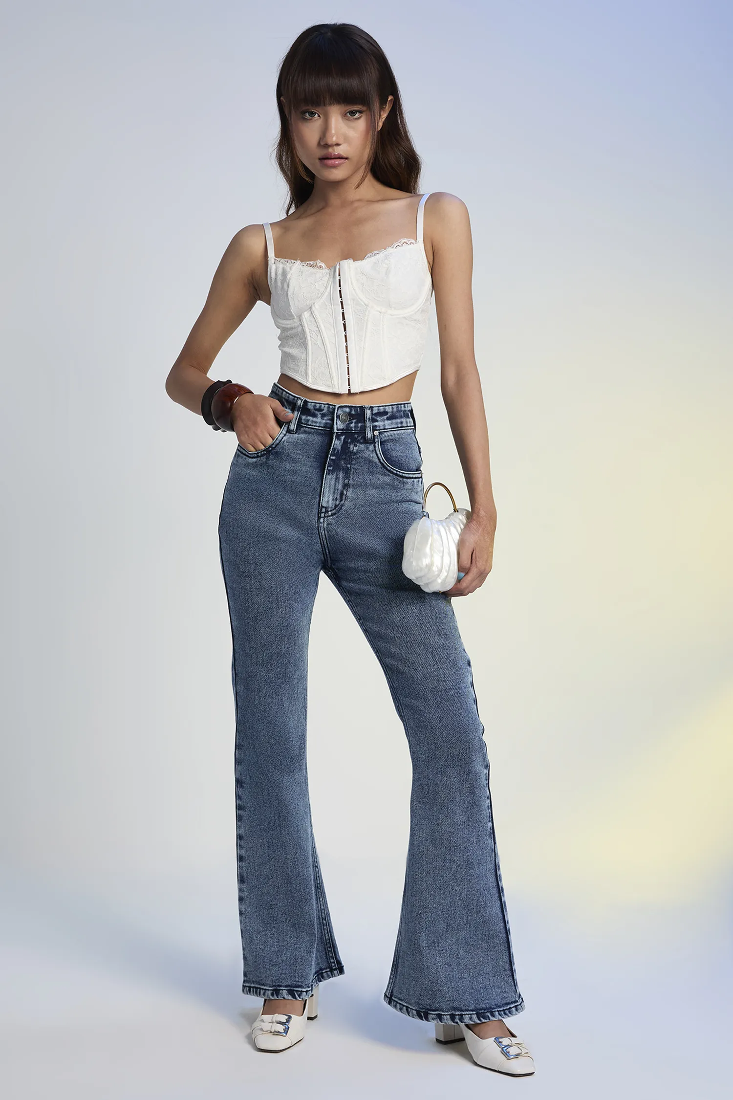 Dark Wash High Rise Bootcut Jeans - NEWME