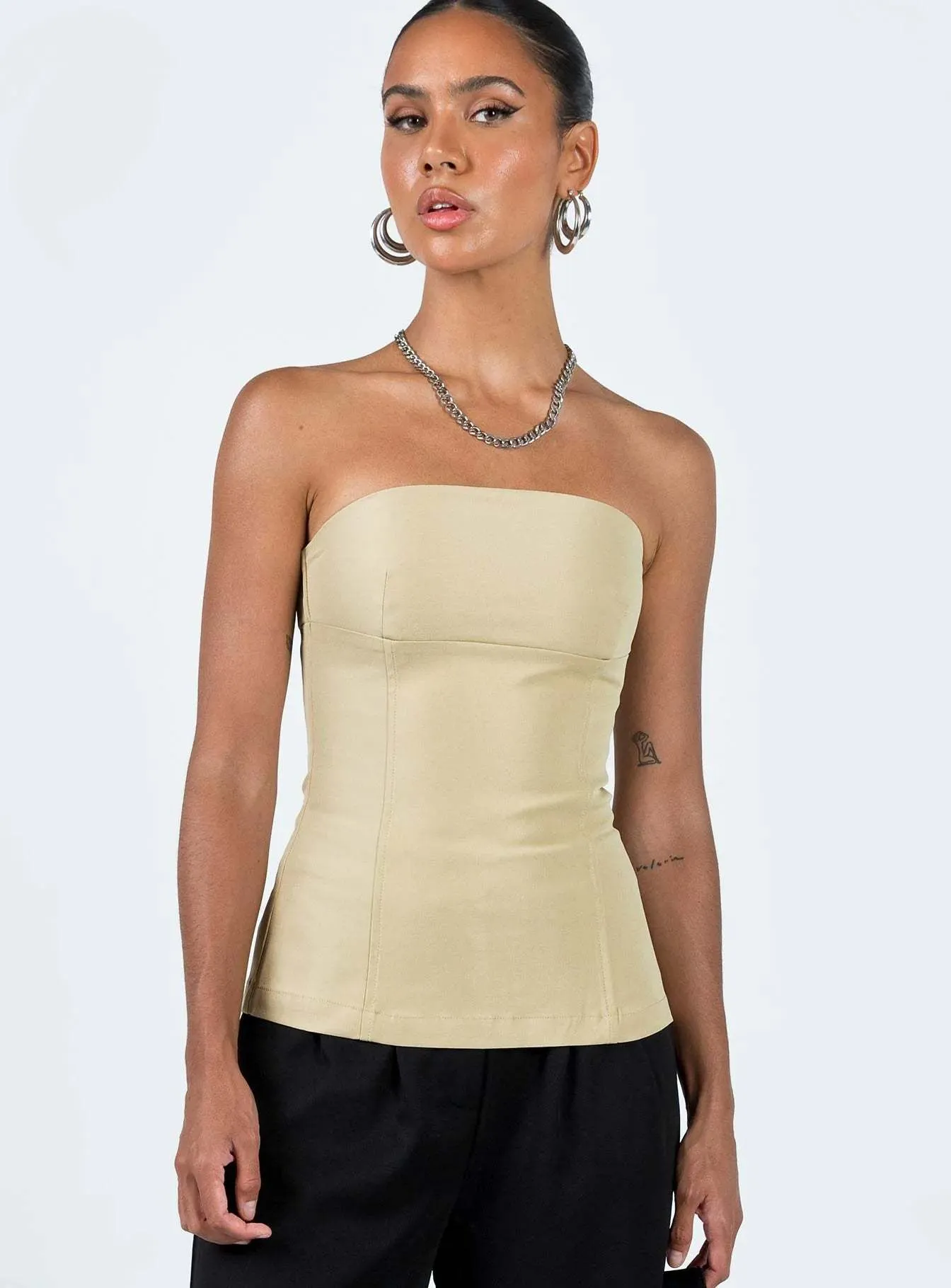 Cream Solid Tube Top - NEWME