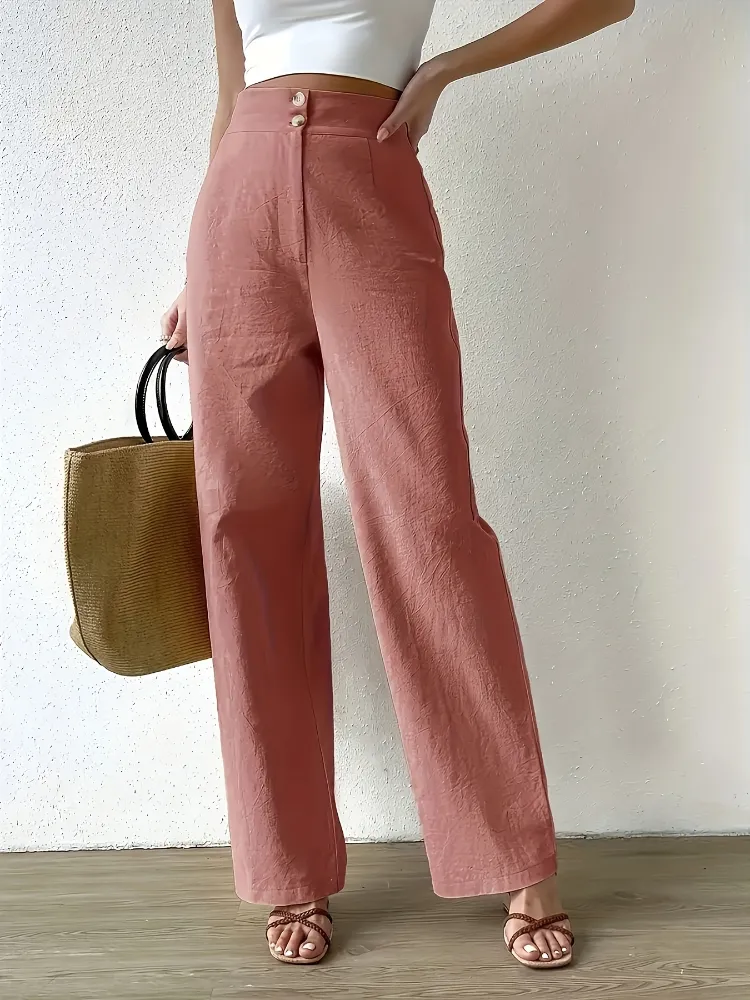 Peach Straight Fit Korean Style Trouser - NEWME