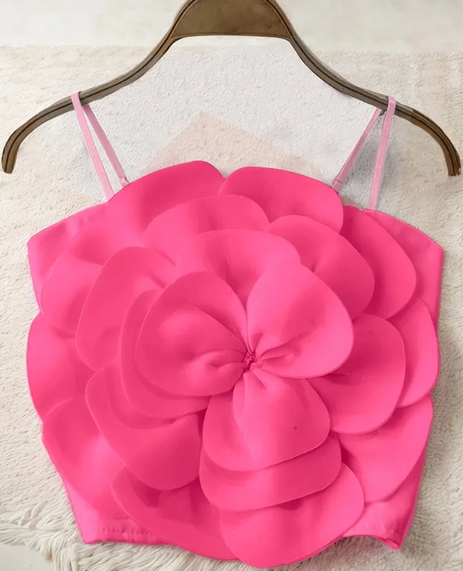 Fuchsia Structured Floral Crop Top - NEWME