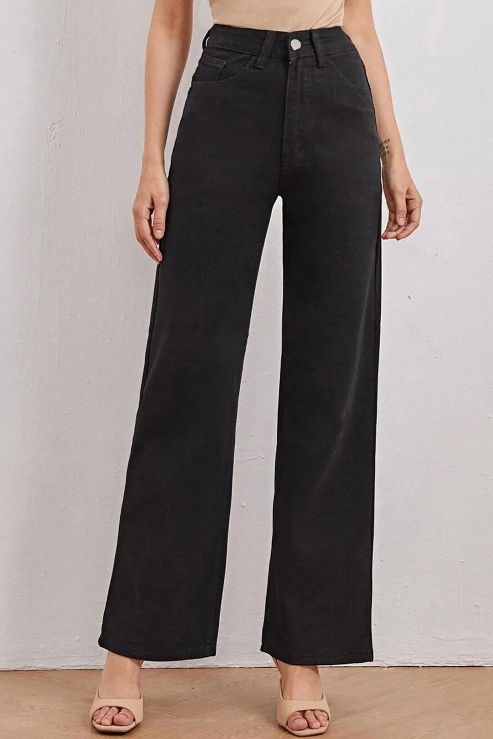 Black High Rise Denim Jeans - NEWME