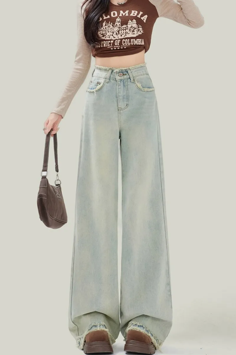 High Rise Ripped Denim Jeans - NEWME