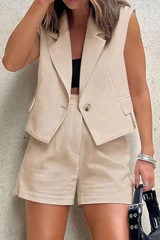 Beige Crop Coord Set - NEWME