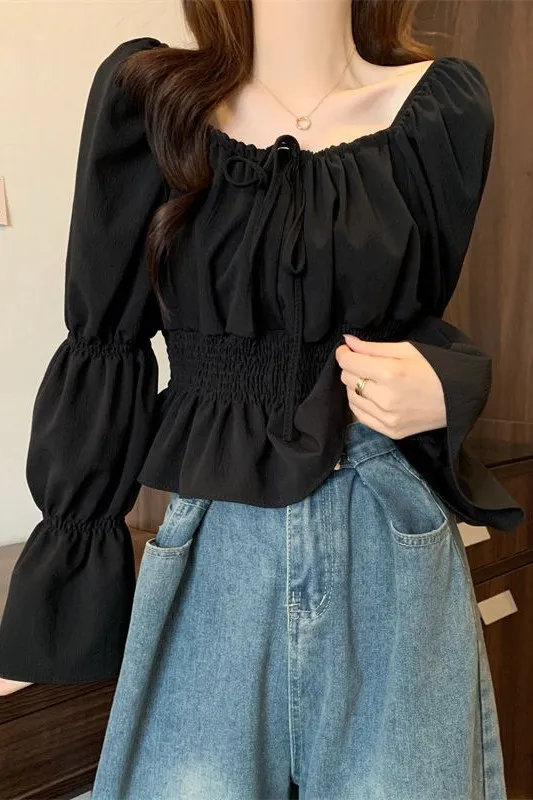 Black Solid Clenched Top - NEWME