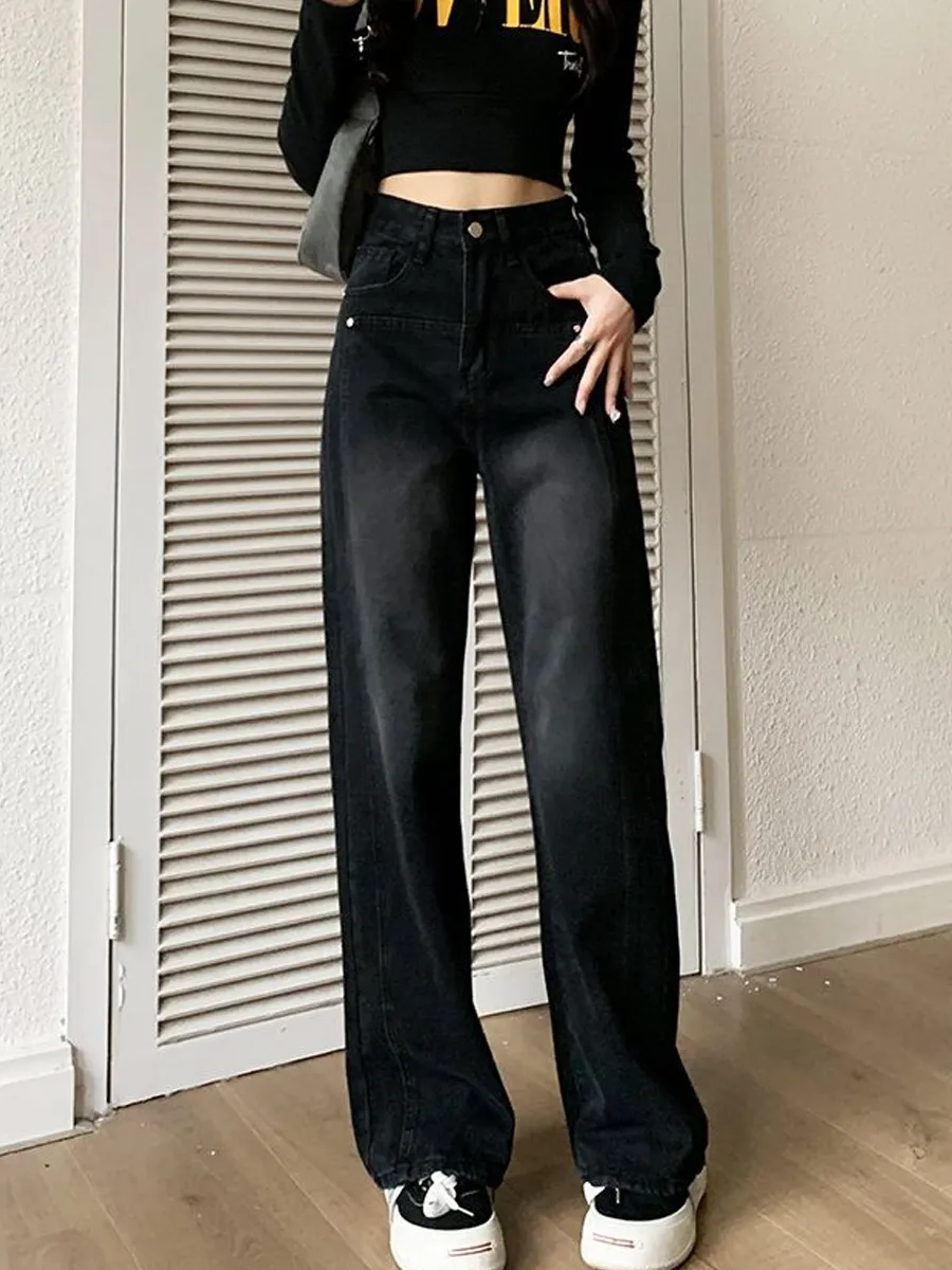 Highrise Black Wideleg Jeans - NEWME