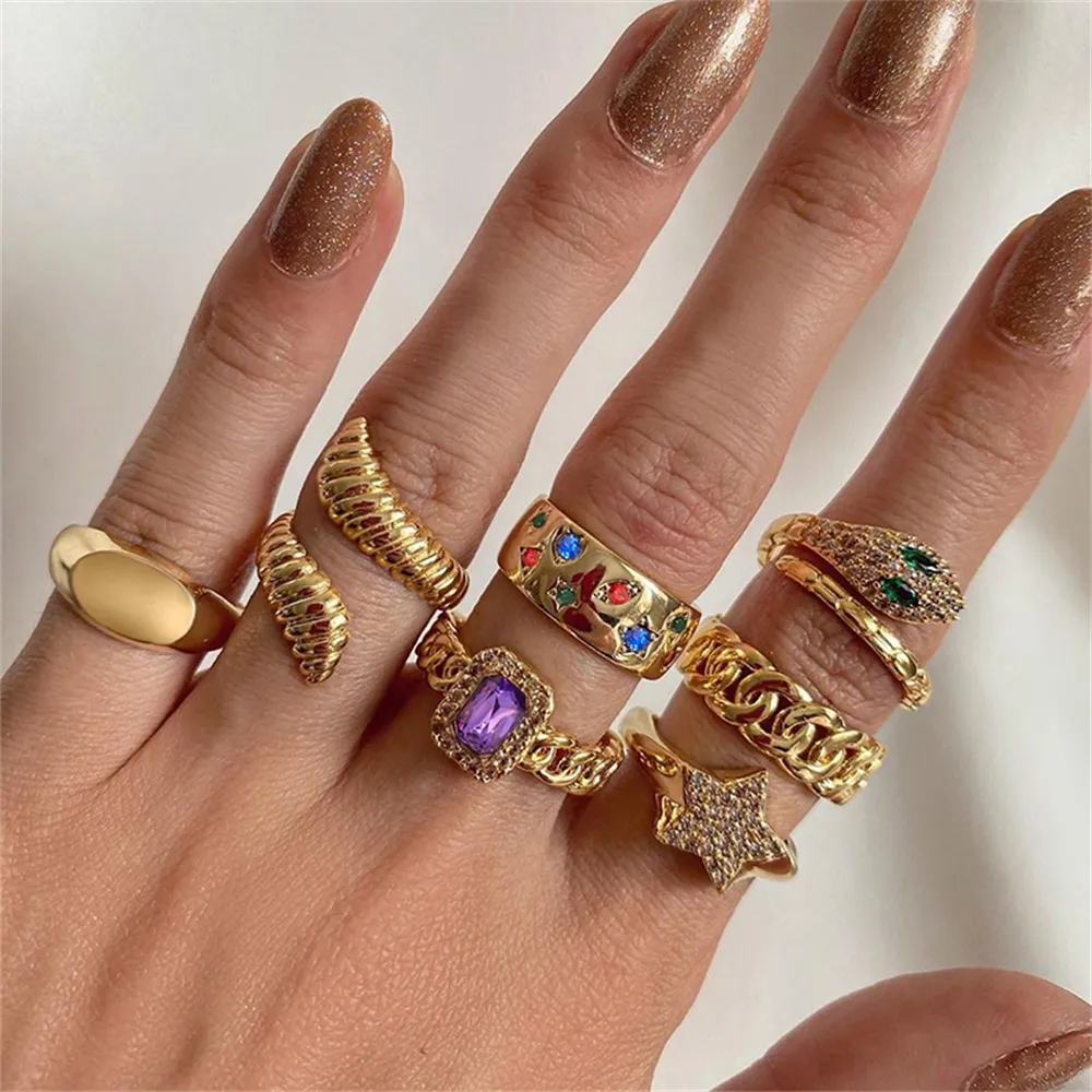 Imitation Gold Assorted Ring Set - NEWME
