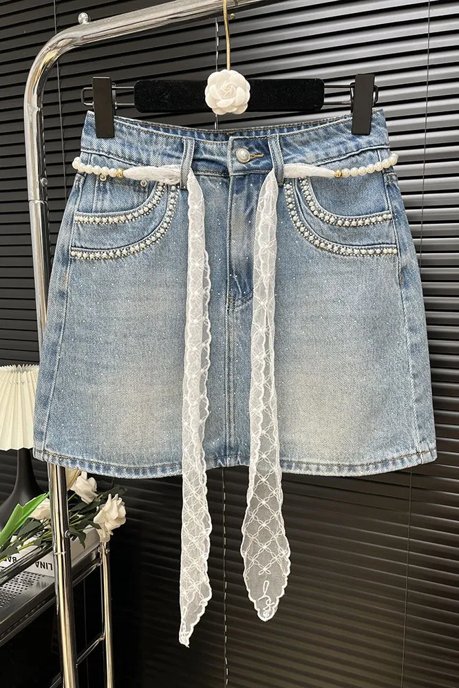 Blue Bodycon Denim Mini Skirt - NEWME