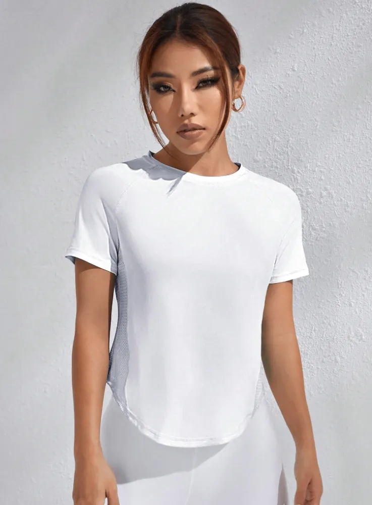 White Solid High Low Crop Tshirt - NEWME