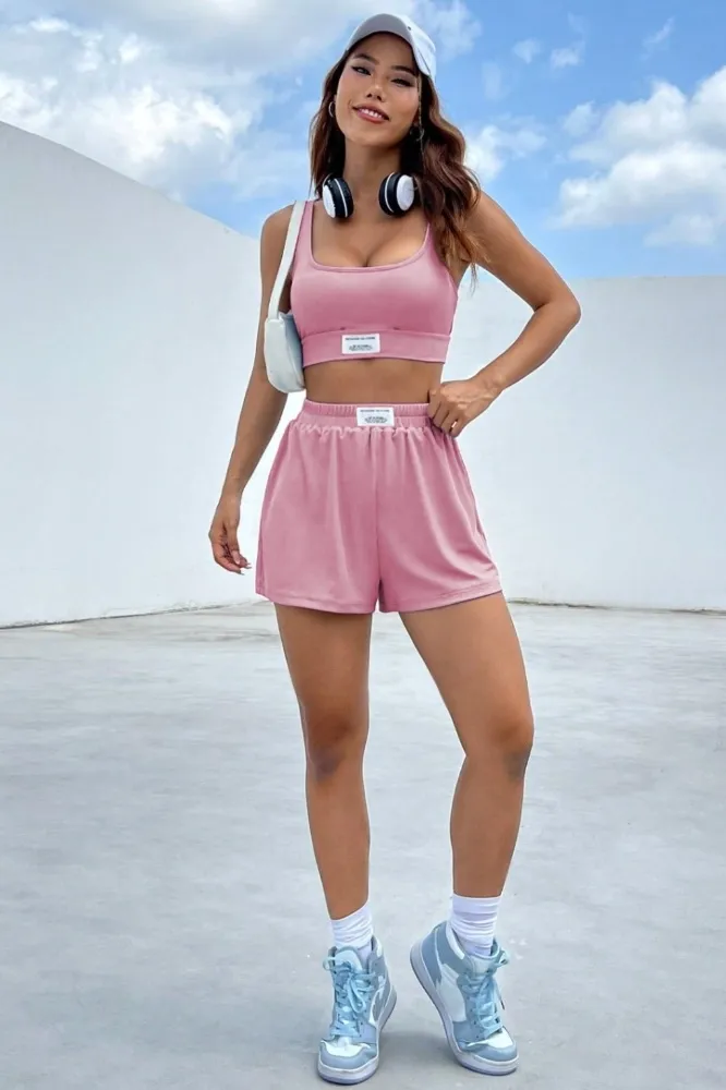 Pink Solid Tank Top Coord Set - NEWME