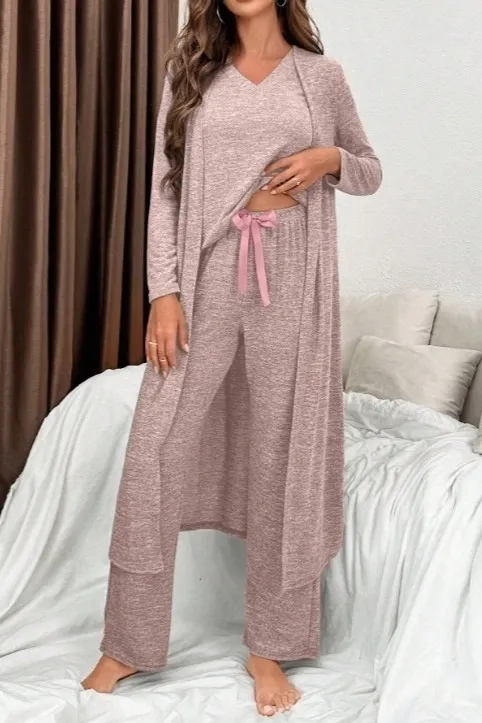 Pink Vneck Tieup Coord Set - NEWME