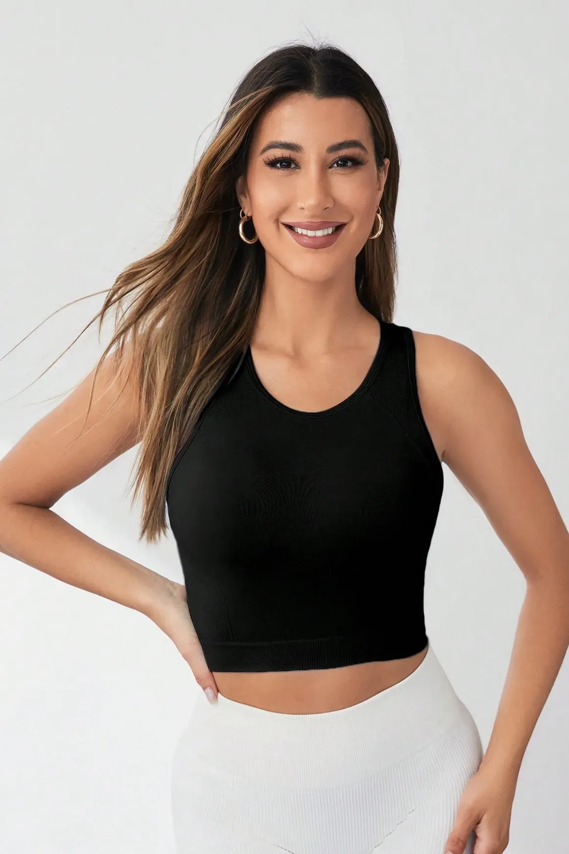 Black Solid Sports Tank Top - NEWME